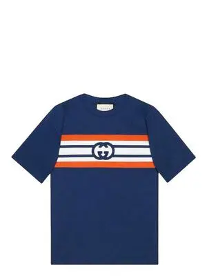 Gucci Interlocking G Stripe Print T-shirt - Blue