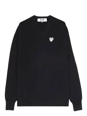 Play Comme Des Garcon V-neck Pullover With Emblem - Black