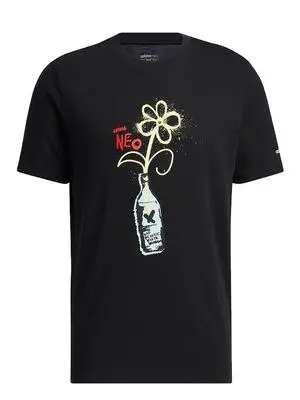 Adidas Neo M July Tee 1 Cartoon Printing Sports Round Neck Short Sleeve - Black