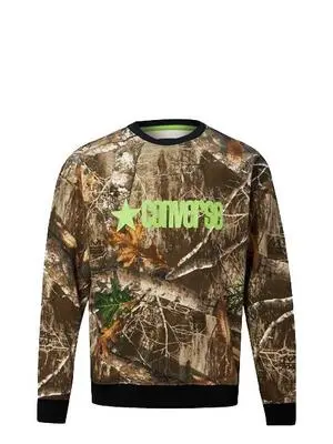 CONVERSE Retro Pattern Logo Round Neck Pullover - Camouflage