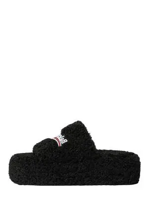 Balenciaga Balenciaga Furry Platform Slides Black/white/red