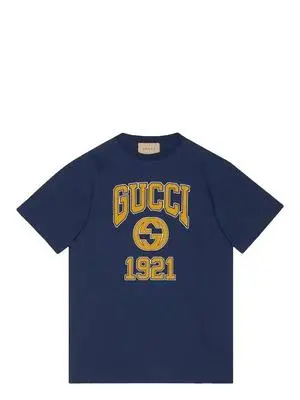 Gucci Gucci Cotton Jersey Printed T-shirt 'blue' Blue