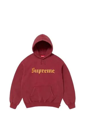 Supreme Washed Old English Hooded Sweatshirt - Cardinal