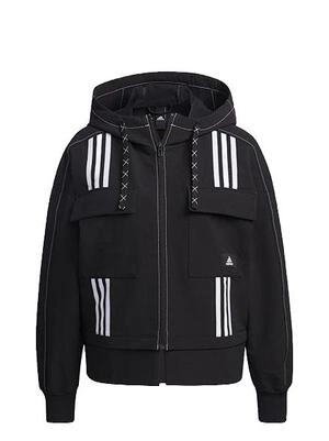 Adidas Hooded Zip-up Jacket With Sporty Stripes - Default Color