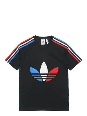Adidas Originals Tricol Logo Printed Crew Neck Short Sleeve - Black