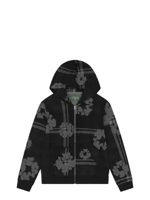 DENIM TEARS Plaid Cotton Wreath Zip Hoodie - Black