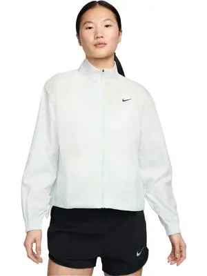 Nike Dri-fit Zip-up Jacket With Stand Collar And Drawstring Hem - Teal