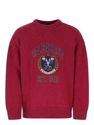 Balenciaga Est. 1917 College Logo Crewneck Sweater - Red