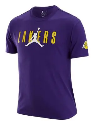 JORDAN Los Angeles Lakers Alphabet Printing Round Neck Short Sleeve Purple - Default Color