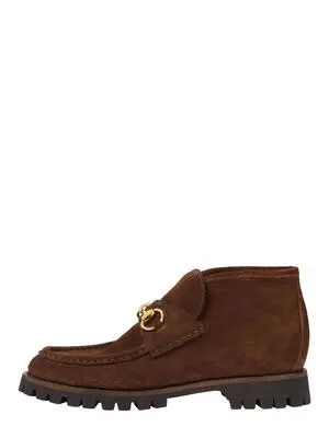 Gucci Suede Horsebit Ankle Boots - Brown