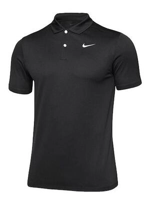 Nike Casual Solid Color Breathable Short Sleeve Polo Shirt Black - Multi-color