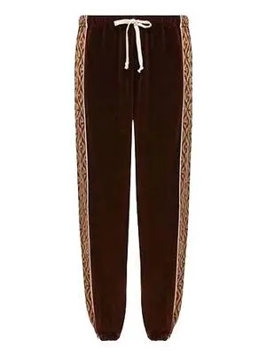 Gucci Gg Rhombus Velvet Track Pants - Brown