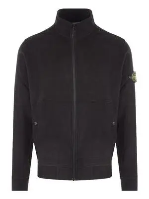 Stone Island Logo Patch Zip-up Jacket - Black