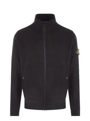 Stone Island Logo Patch Zip-up Jacket - Black