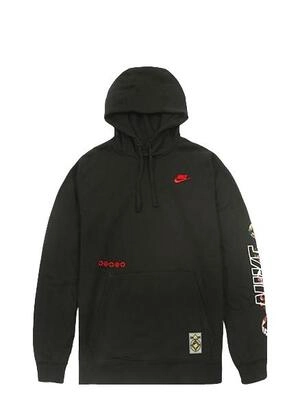 Nike Club Printed Pullover Hoodie - Black