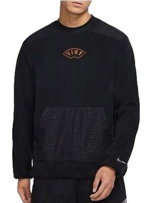 Nike Therma-fit Fleece Pullover With Embroidered Logo - Black