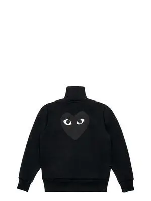 Play Comme Des Garcon Zip Sweatshirt With Big Heart Detail - Black