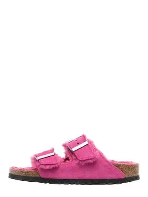 BIRKENSTOCK Arizona Shearling Suede Leather Sandals - Pink