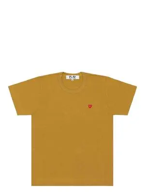 Play Comme Des Garcon Comme Des Garcons Play Coloured Small Emblem T-shirt 'olive' Tan
