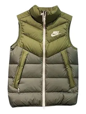Nike Down Vest With Stand Collar - Green/multi-color
