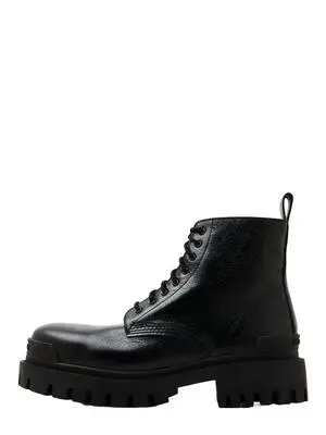 Balenciaga Leather Ankle Boots With Lug Sole - Black