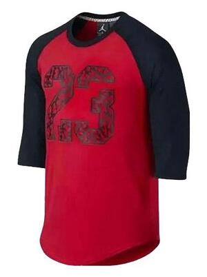 Nike Numeric Printing Colorblock Round Neck Pullover Short Sleeve Red T-shirt - Default Color