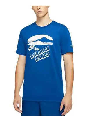 Nike X Gyakusou Crossover Alphabet Printing Round Neck Sports Short Sleeve Blue - Multi-color