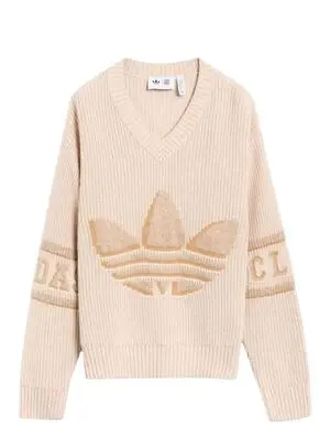 Adidas X Clot Logo V-neck Sweater - Beige