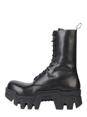 Balenciaga Bulldozer Lace-up Leather High Top Boots - Black