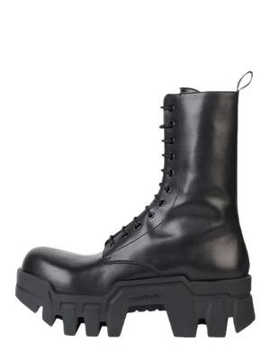 Balenciaga Bulldozer Lace-up Leather High Top Boots - Black