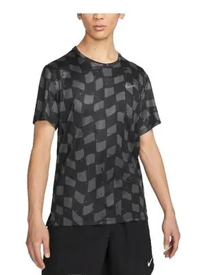 Nike Dri-fit Miler Short-sleeve Running Top - Black