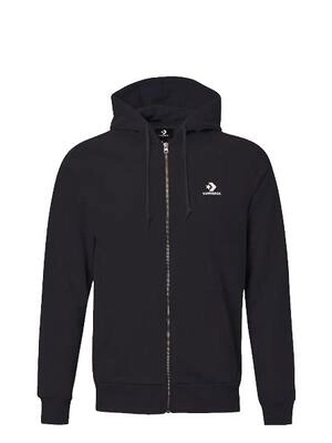 CONVERSE Zip Up Hooded Jacket With Logo - Black