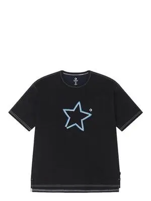 CONVERSE One Star Logo Tee Asia Sizing 'black Blue - Black/blue