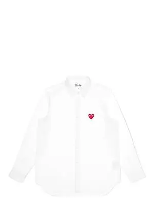Play Comme Des Garcon Red Emblem Button Down - White