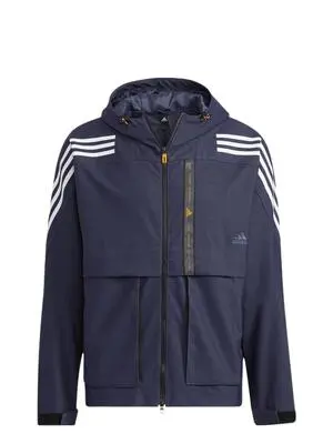 Adidas Hooded Sports Jacket With Striped Sleeves - Default Color