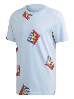 Adidas Originals Aop Diag Tee Casual Sports Round Neck Short Sleeve - Light Blue