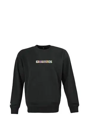 CONVERSE Embroidered Workmark Fleece Crewneck Sweatshirt - Black