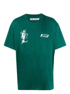 Off-White Kiss 21 Logo Loose Fit Short Sleeve T-shirt - Green
