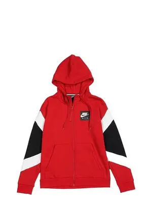 Nike Hooded Fleece Jacket With Color Block Sleeves - Red