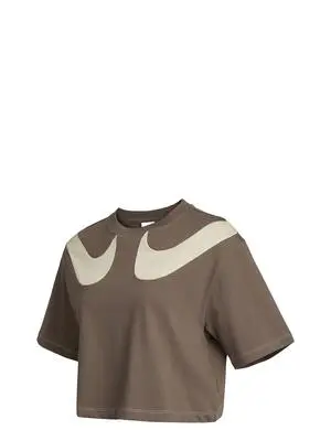 Nike Swoosh Graphic Cropped T-shirt - Brown