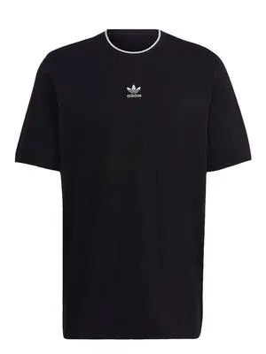 Adidas Originals Solid Color Logo Casual Round Neck Short Sleeve Black T-shirt - Default Color