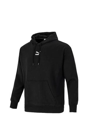 PUMA Logo Printing Knit Sports Hoodie - Black