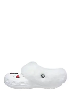 CROCS Classic Clog With Faux Fur Trim - White