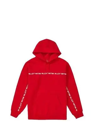 Supreme Fw18 Text Stripe Hoodie - Red