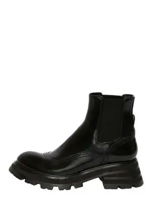 Alexander McQueen Leather Chelsea Ankle Boots - Black