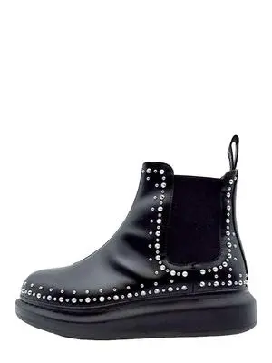 Alexander McQueen Studded Hybrid Chelsea Boots - Black/silver