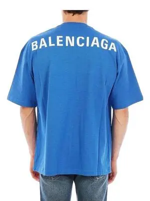 Balenciaga Balenciaga Back Print Logo Cotton T-Shirt Blue