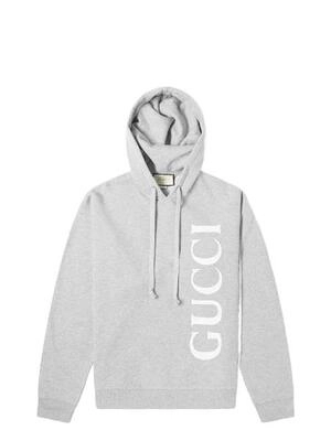 Gucci Large Logo Cotton Hoodie - Grey