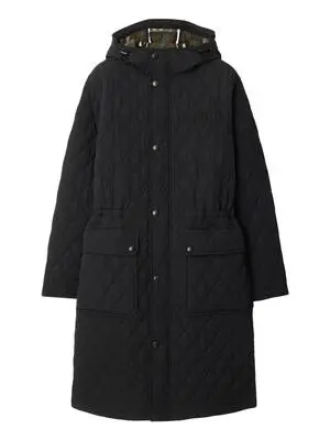 Burberry Quilted Hooded Coat - Black