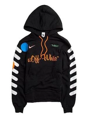 Nike X Off-white "total Orange" Hoodie - Black